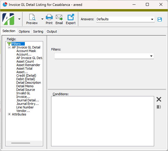 GL detail for AP invoices
