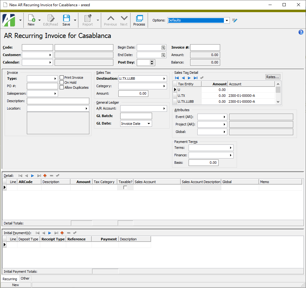 Recurring AR invoices