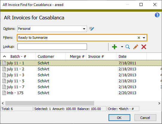 AR summary invoices