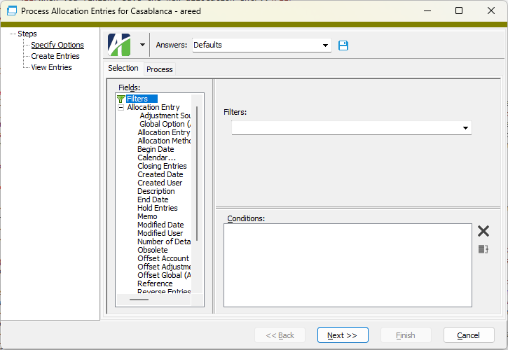 Allocation journal entries