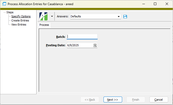 Allocation journal entries