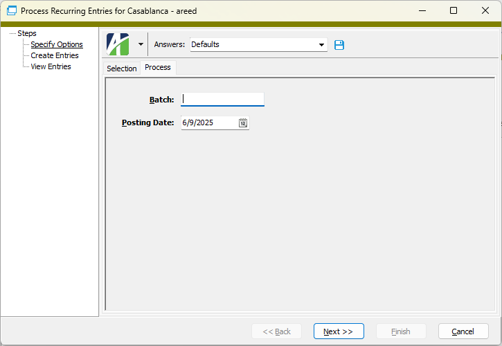 Recurring journal entries