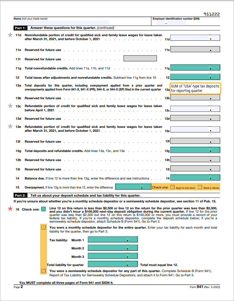 Form 941 returns